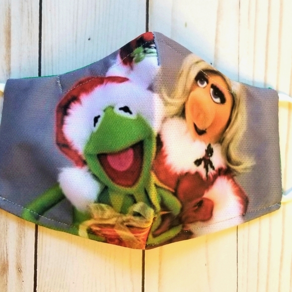 Handmade | Accessories | Face Mask Christmas Kermit Piggy 3 Layers ...